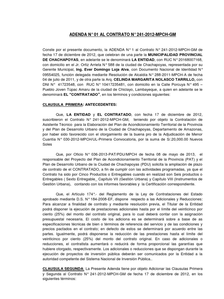 Adenda Contrato - Modelo | Pena capital | Gobierno