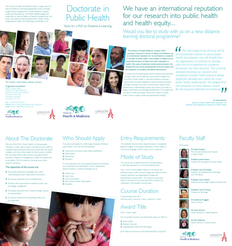 Distance Learning Doctorate in Public Health: Developing Leaders and ...