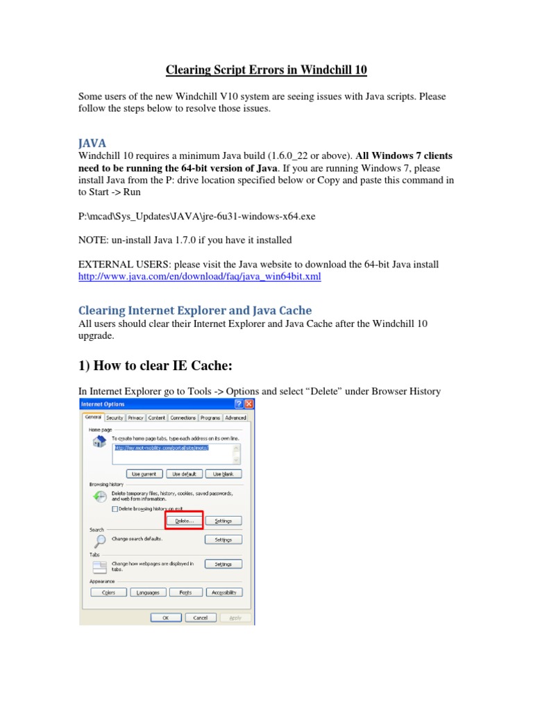 Clearing Windchill 10 Java Issues | PDF