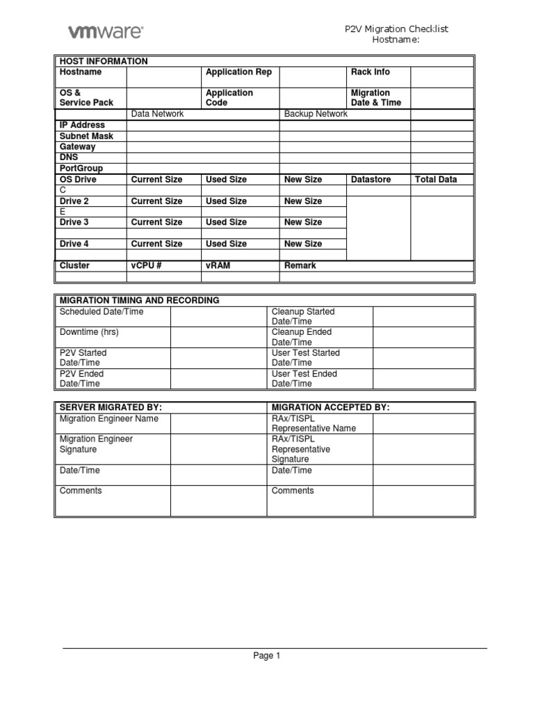 P2V Checklist | PDF | Digital Technology | Computer Architecture