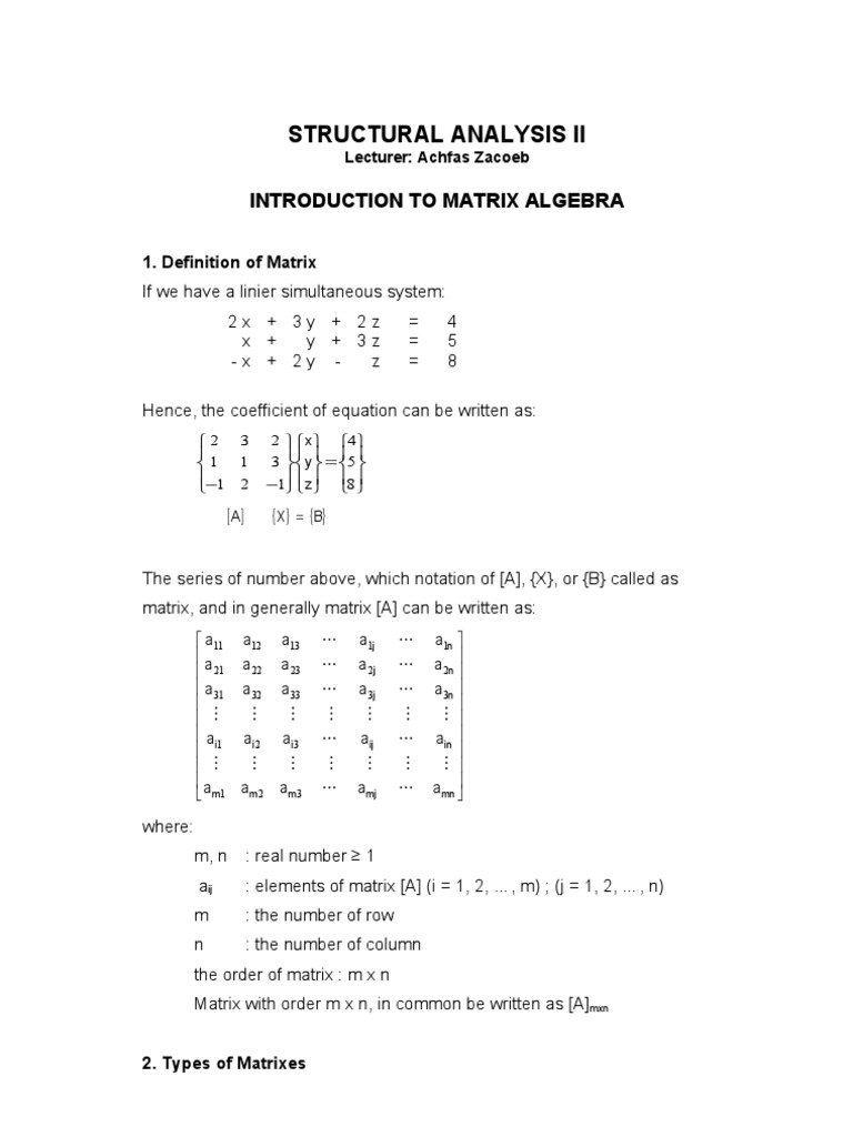 1 Introduction to Matrix Algebra | Matrix (Mathematics) | Mathematical ...