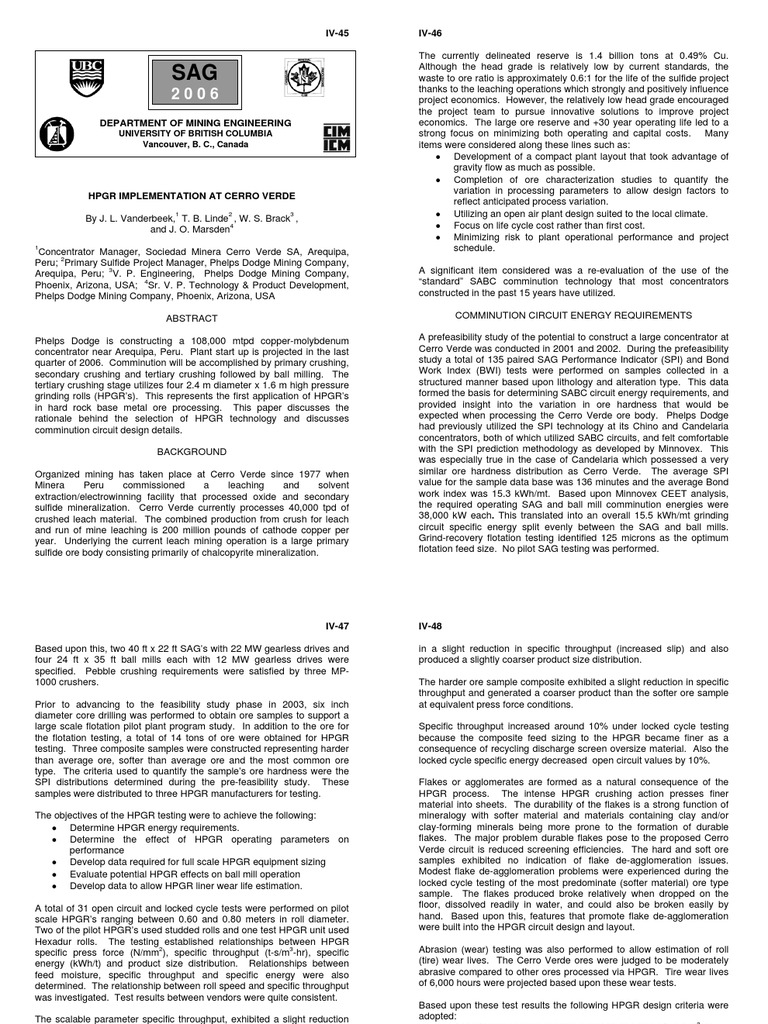 HPGR Implementation at Cerro Verde | PDF | Mill (Grinding) | Mining