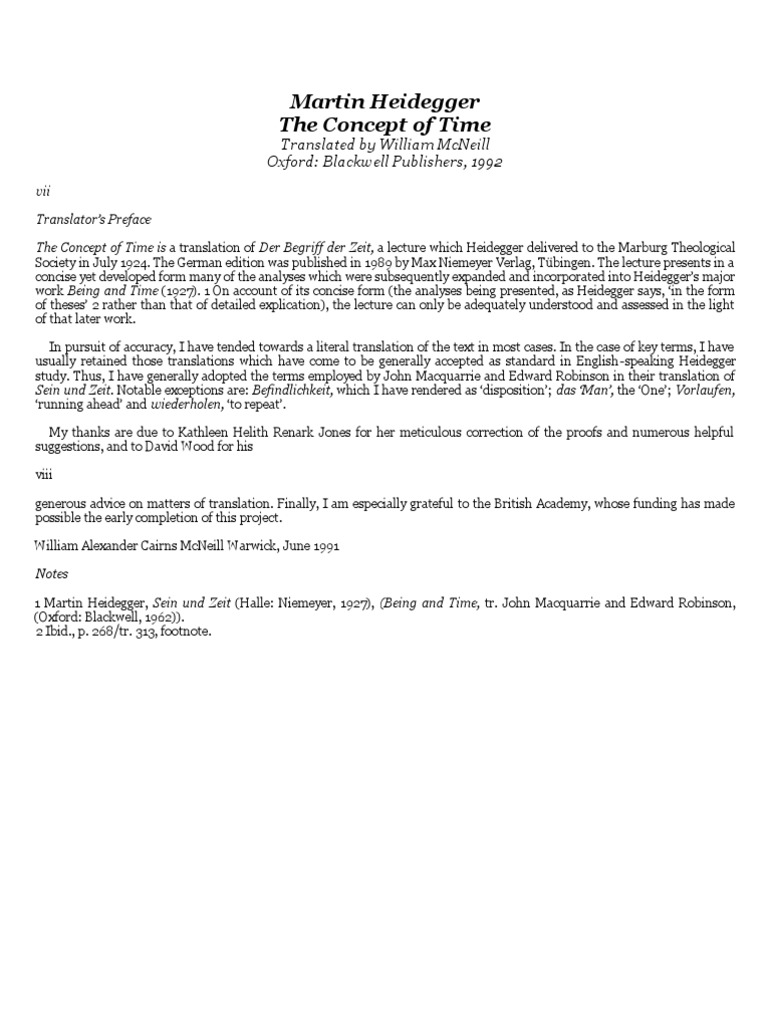 Heidegger's Concept of Time Explained | PDF | Being And Time | Time