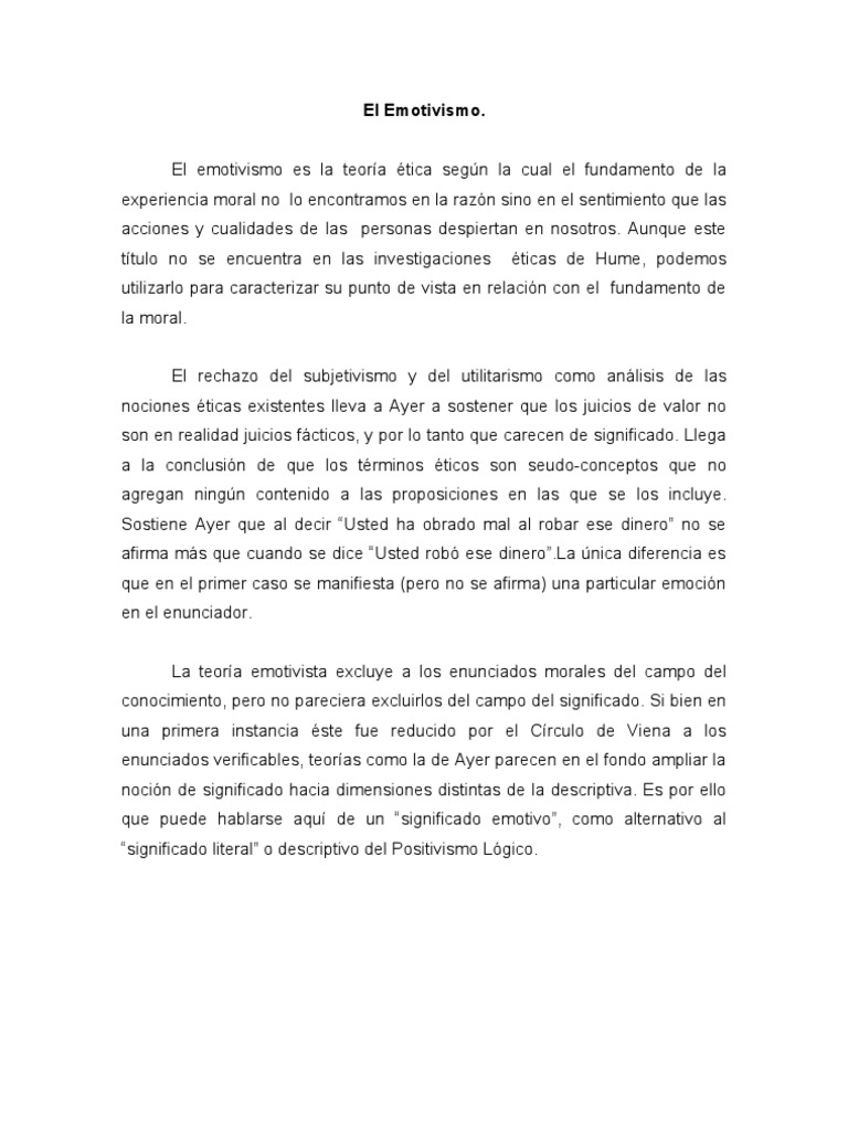 Emotivismo: Sentimiento vs Razón | PDF