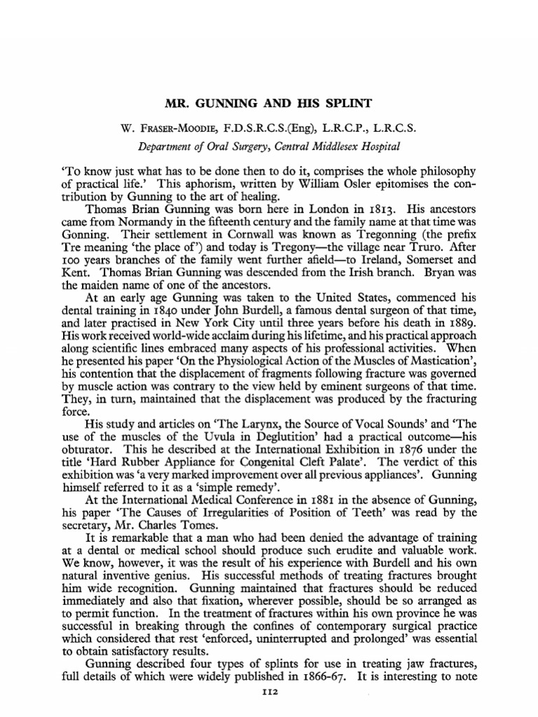 Mr Gunning and his Splint.pdf | Tooth | Medical Specialties | Free 30 ...