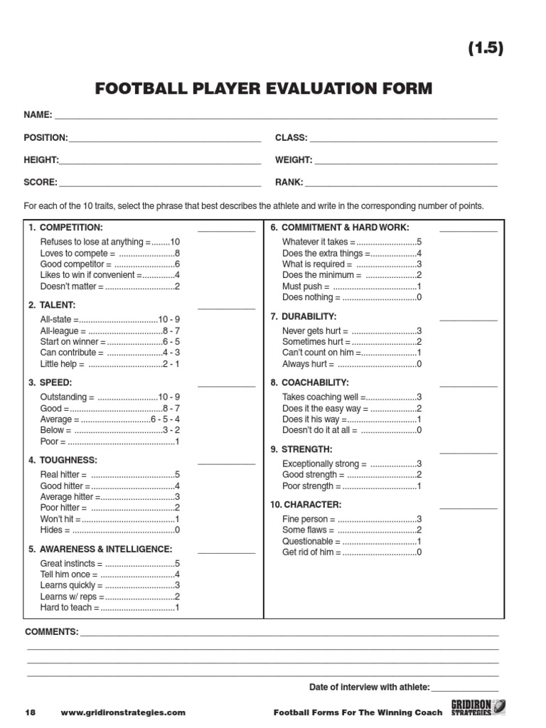 Football Player Evaluation Form | PDF | Business