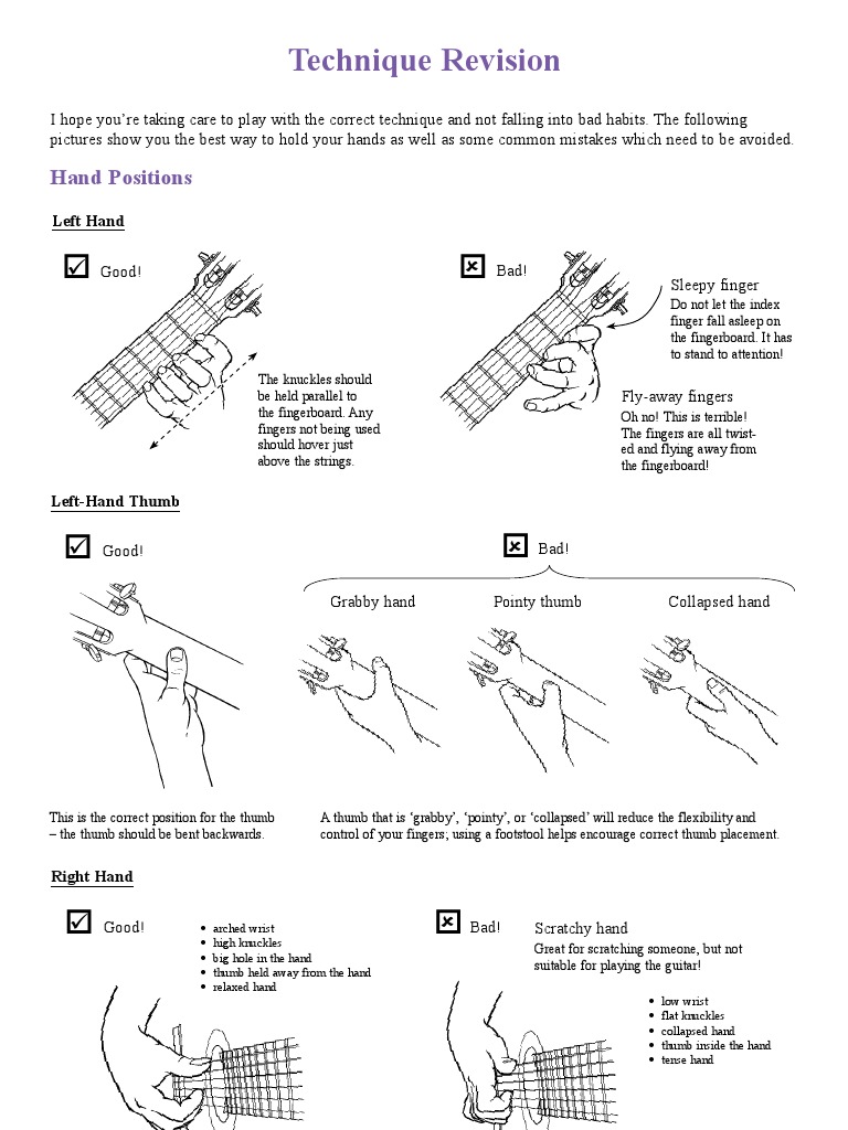 Technique Revision: Hand Positions | PDF | Thumb | Hand