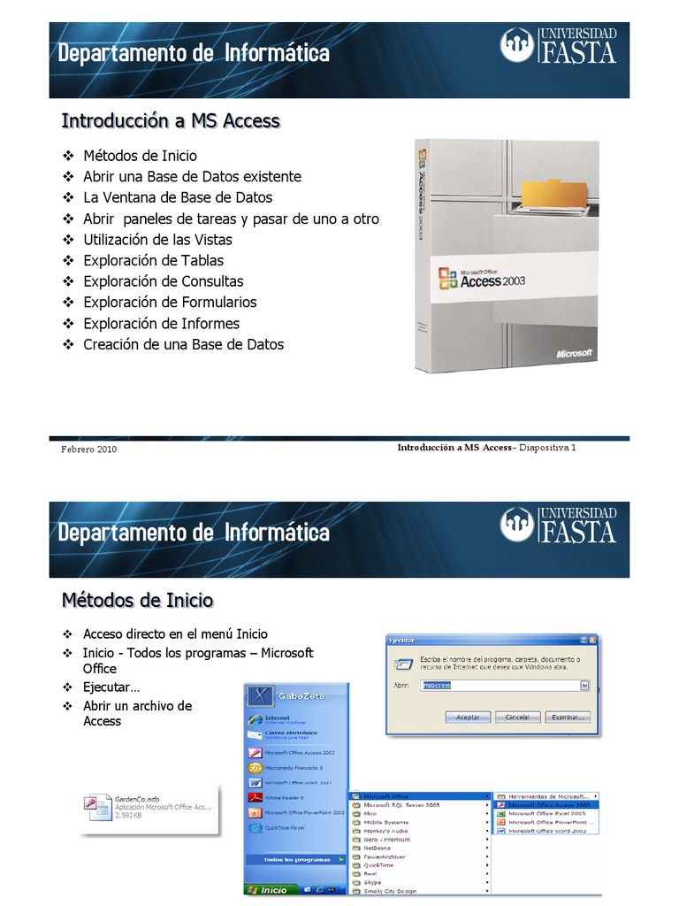 2 Introducción A MS Access | PDF | Ventana (informática) | Tabla (base ...