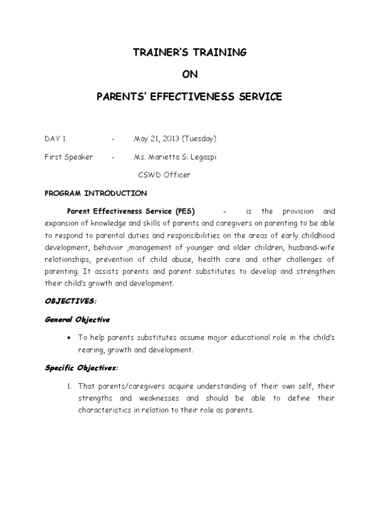 Trainors Training On Parent Effectiveness Seminar | PDF | Child ...