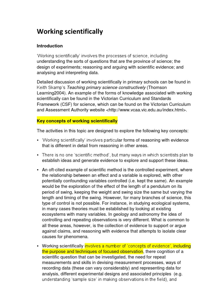 Working Scientifically | PDF | Scientific Method | Experiment