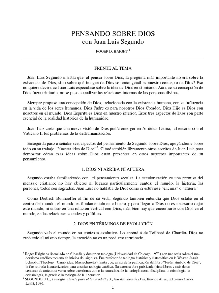 Concepto de Dios según Juan Luis Segundo | PDF | Dios | Libertad