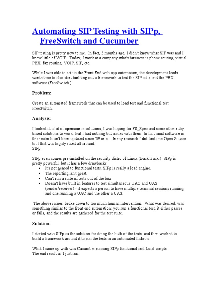 Automating SIP Testing With SIPp | PDF | Session Initiation Protocol ...