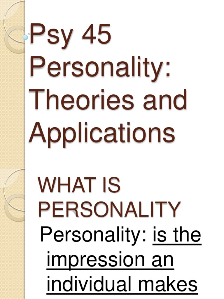 Psy 45 Personality | PDF | Psychotherapy | Classical Conditioning