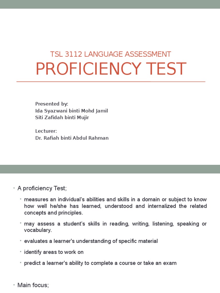 Language Proficiency Assessment Overview | PDF | Educational Assessment ...