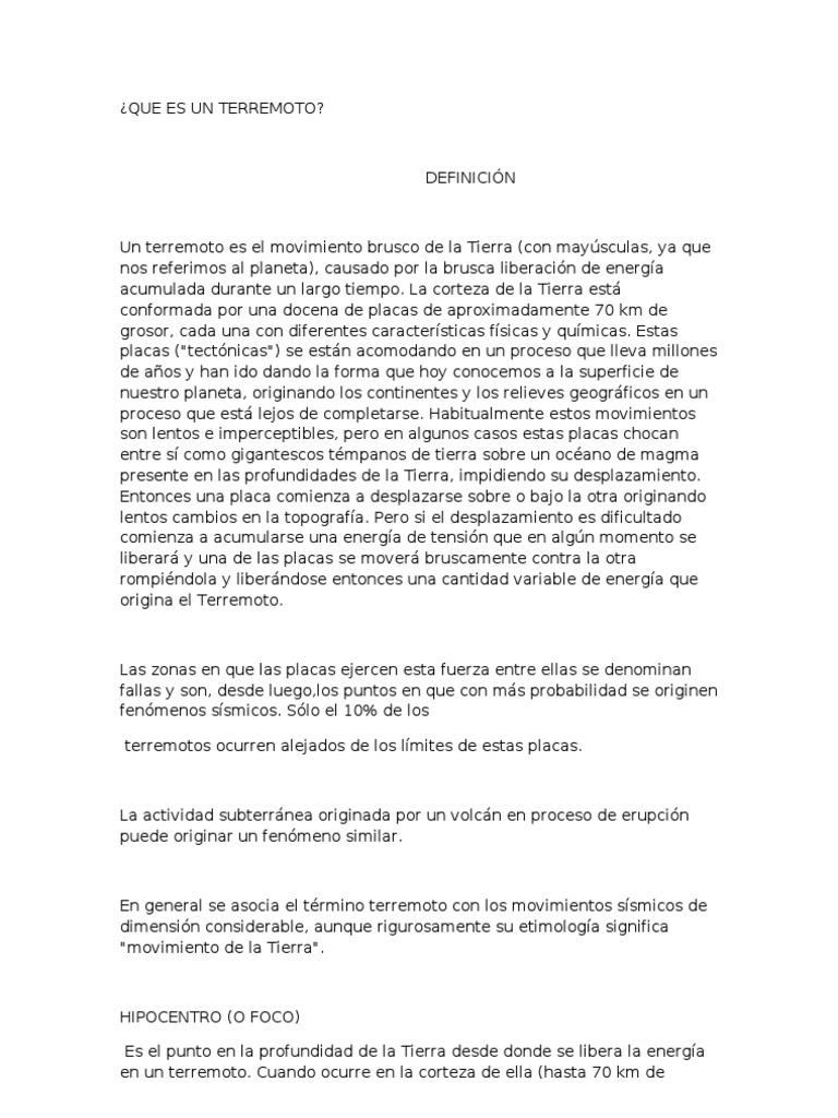 Que Es Un Terremoto | PDF | Temblores | Geofísica