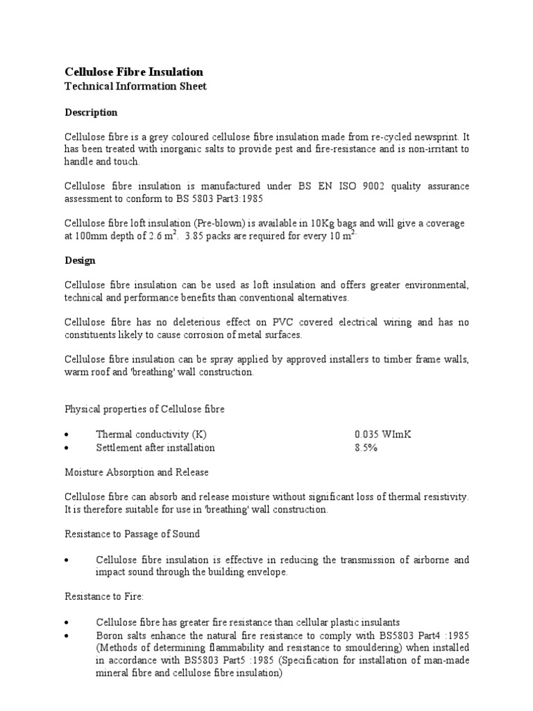 Cellulose Insulation | PDF | Building Insulation | Fibers