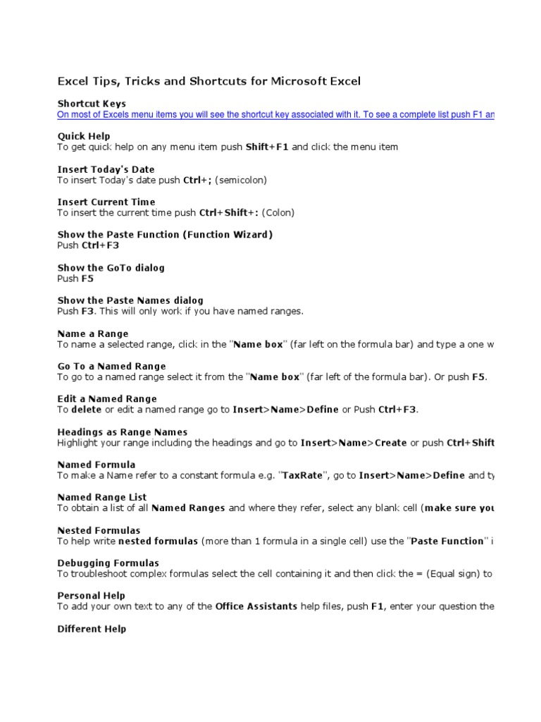 Excel Tips | PDF | Keyboard Shortcut | Microsoft Excel