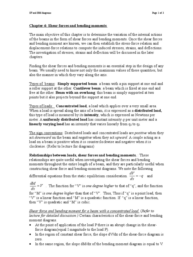 SF and BM Diagrams | PDF | Bending | Beam (Structure)