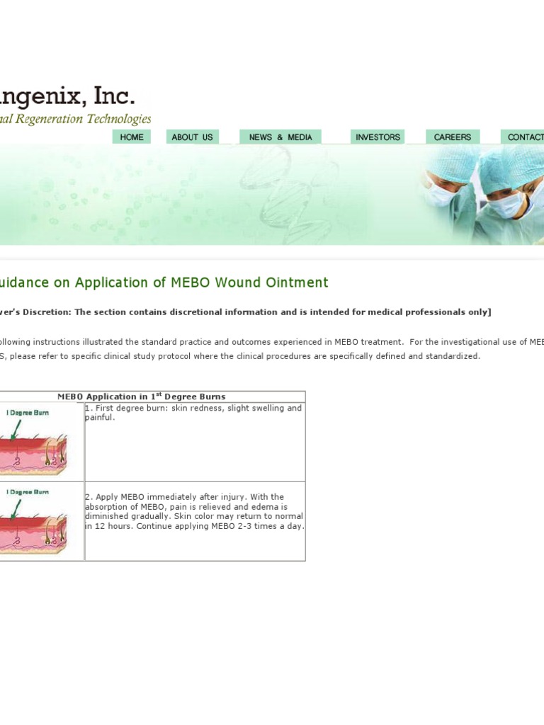 Guidance On Application of MEBO Wound Ointment | PDF | Burn | Wound