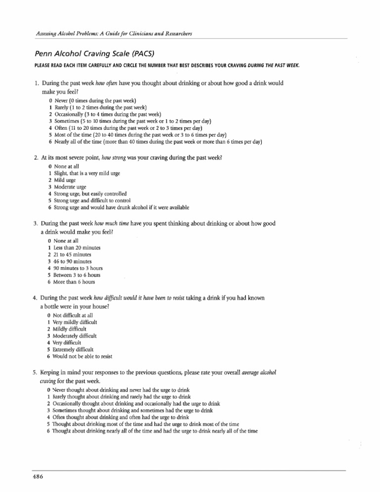 Penn Alcohol Craving Scale 171 | PDF