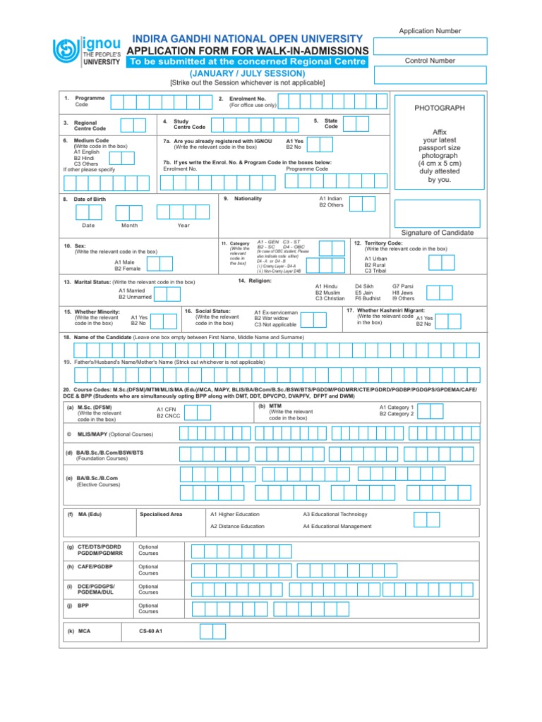 Application for Admission to IGNOU Programs | PDF | Affidavit | Business