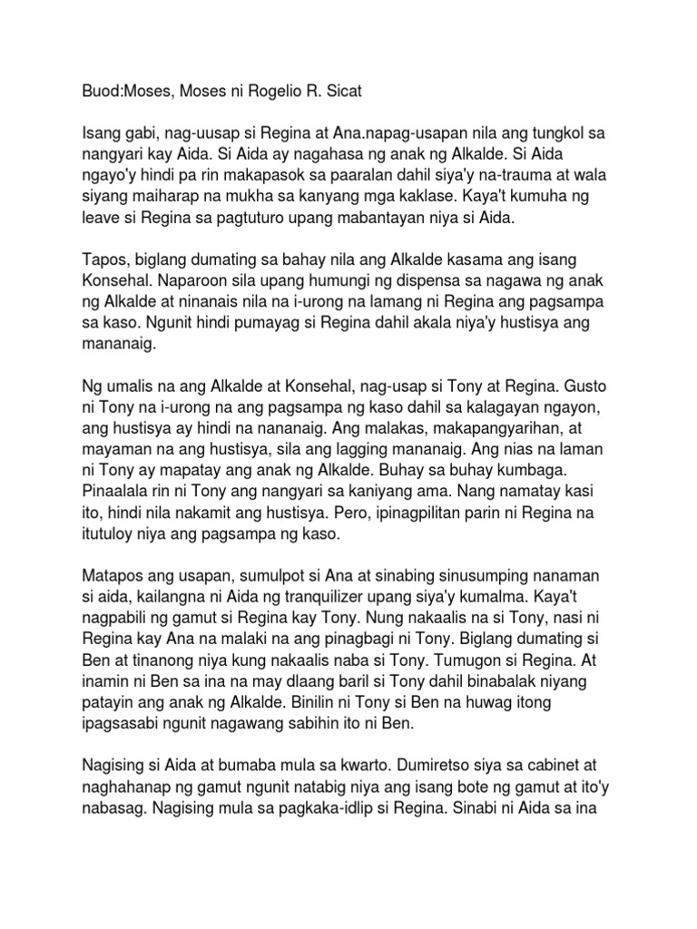 0311FilCGQ3 Dula Buod NG Moses Moses at Paglilitis Kay Mang Serapio | PDF