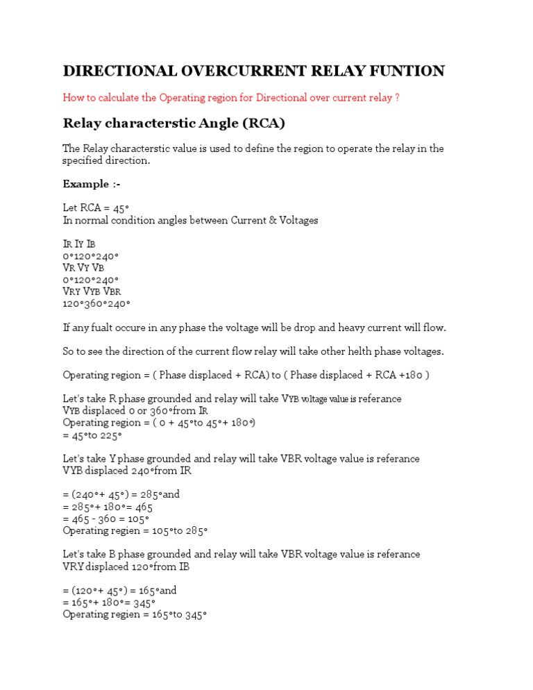 Directional Overcurrent Relay Funtio | PDF