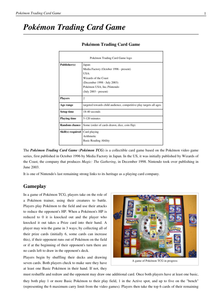 Pokémon Trading Card Game Overview | PDF | Nintendo | Gaming