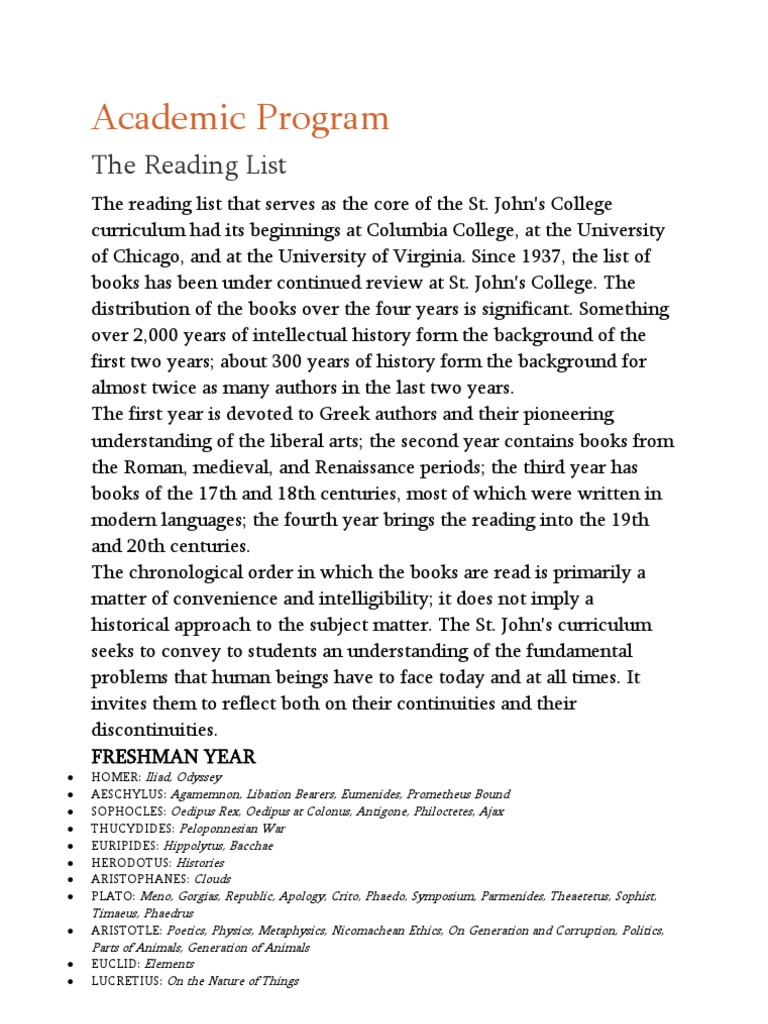 Reading List ST John's College | PDF | Plato | Science