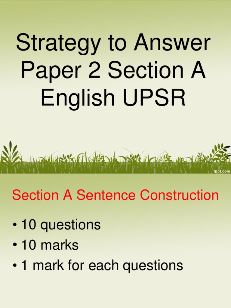 UPSR SJKC English Paper 2 Section A | PDF