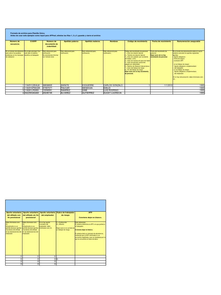 Formato de Planilla AFPnet | PDF