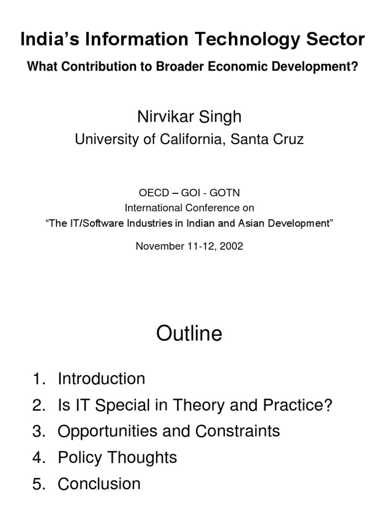 India's Information Technology Sector: Nirvikar Singh | PDF | Business ...