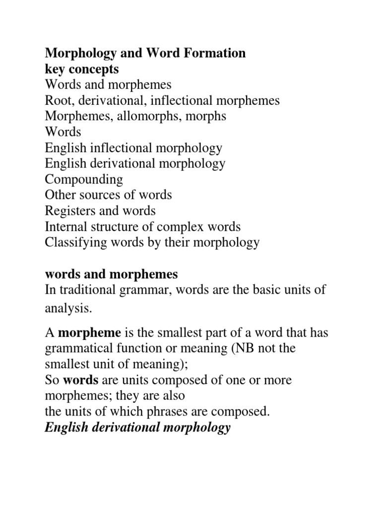 Morphology and Word Formation | PDF | Morphology (Linguistics) | Lexicon