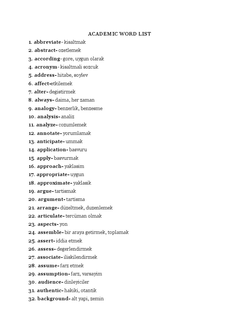 Academic Word List 6 Word Lists For Academic English