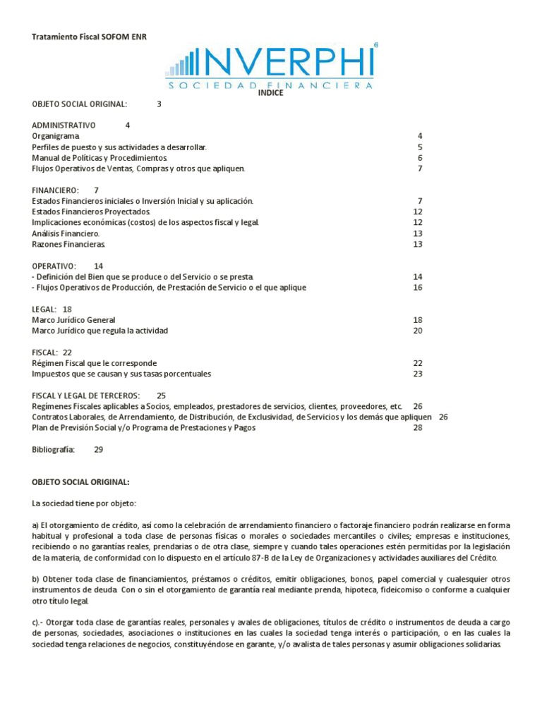 Tratamiento Fiscal SOFOM ENR | PDF | Liquidación | Bancos