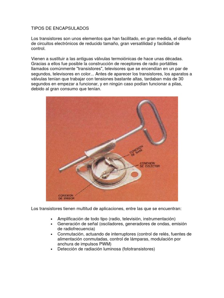 Tipos de Encapsulados | PDF | Transistor | Transistor de efecto de campo