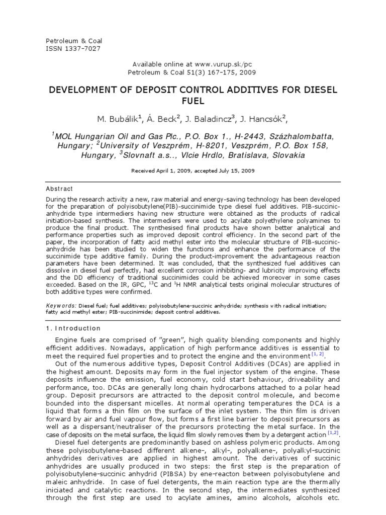 Development of Deposit Control Additives For Biodiesel | PDF | Diesel ...