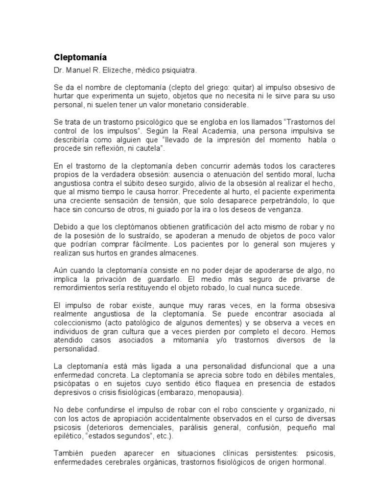 Cleptomanía | Descargar gratis PDF | Psicologia POSITIVA | Enfermedades ...