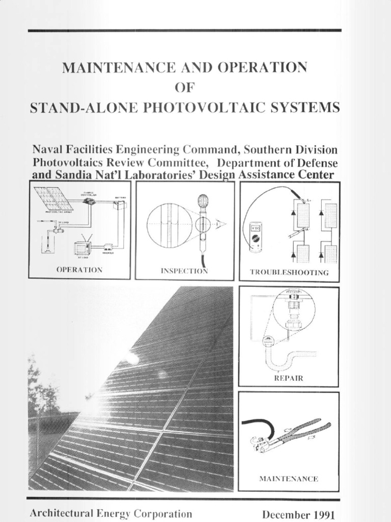 Maintenance and Operation of StandAlone Photovoltaic Systems | PDF ...