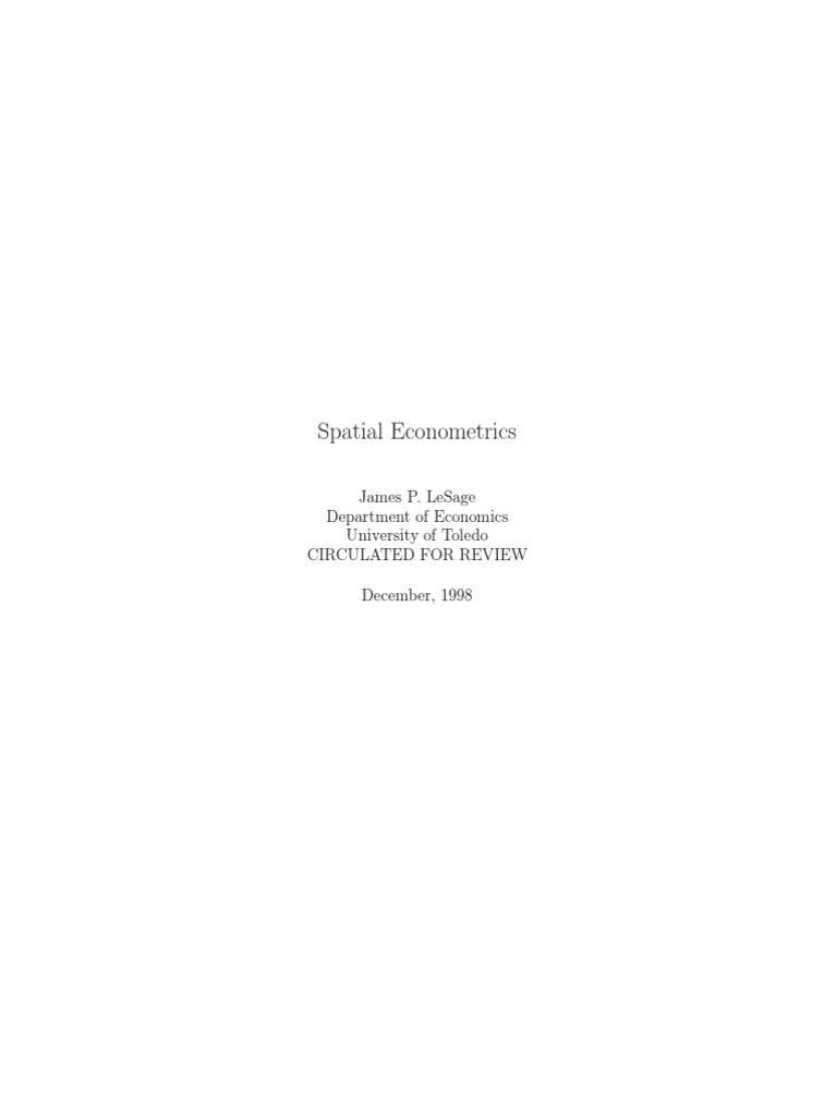 Spatial Econometric With Matlab Pdf Matlab Econometrics