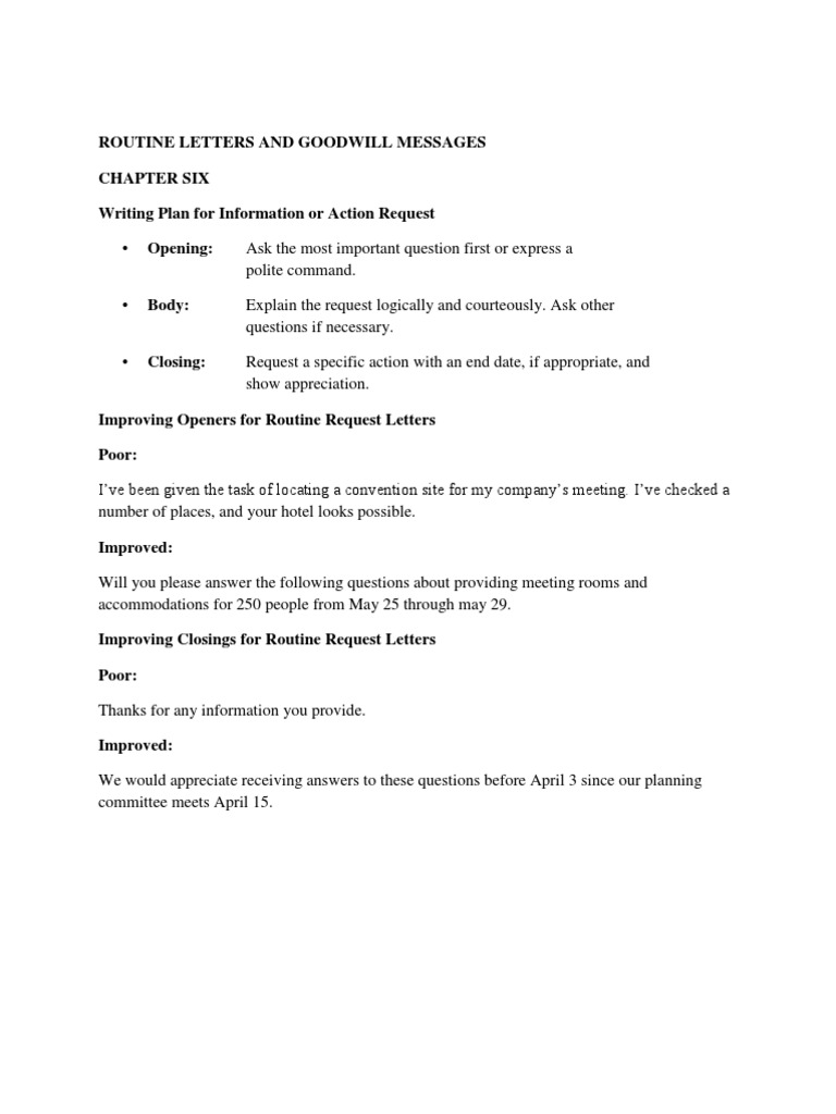 Routine Letters and Goodwill Messages | Goodwill (Accounting) | Business