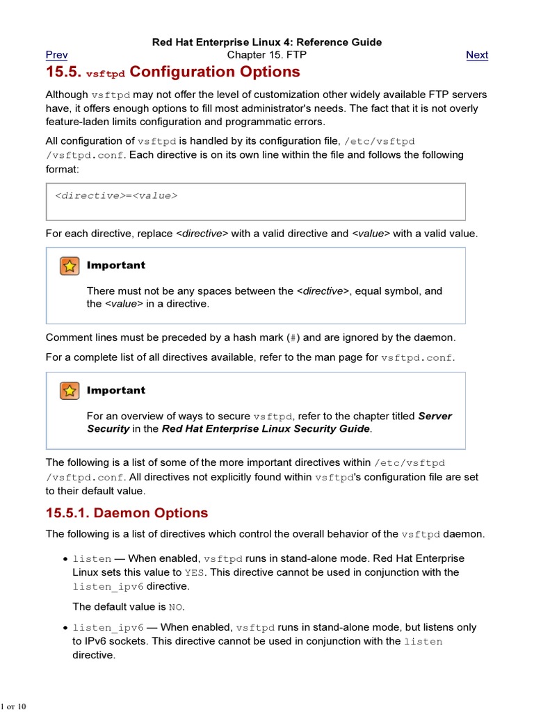 VSFTPD Configuration Options | PDF | File Transfer Protocol | Port (Computer Networking)