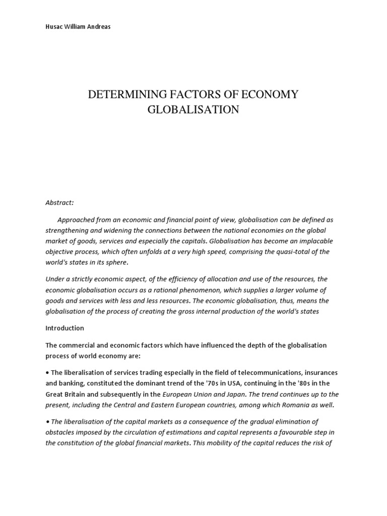 Factors Influencing Economic Globalisation | PDF | Globalization ...