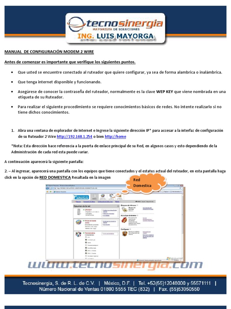 Manual de Configuración Modem 2 Wire | PDF | Enrutador (Computación ...
