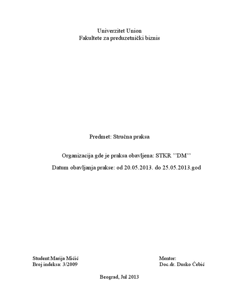 Strucna Praksa | PDF
