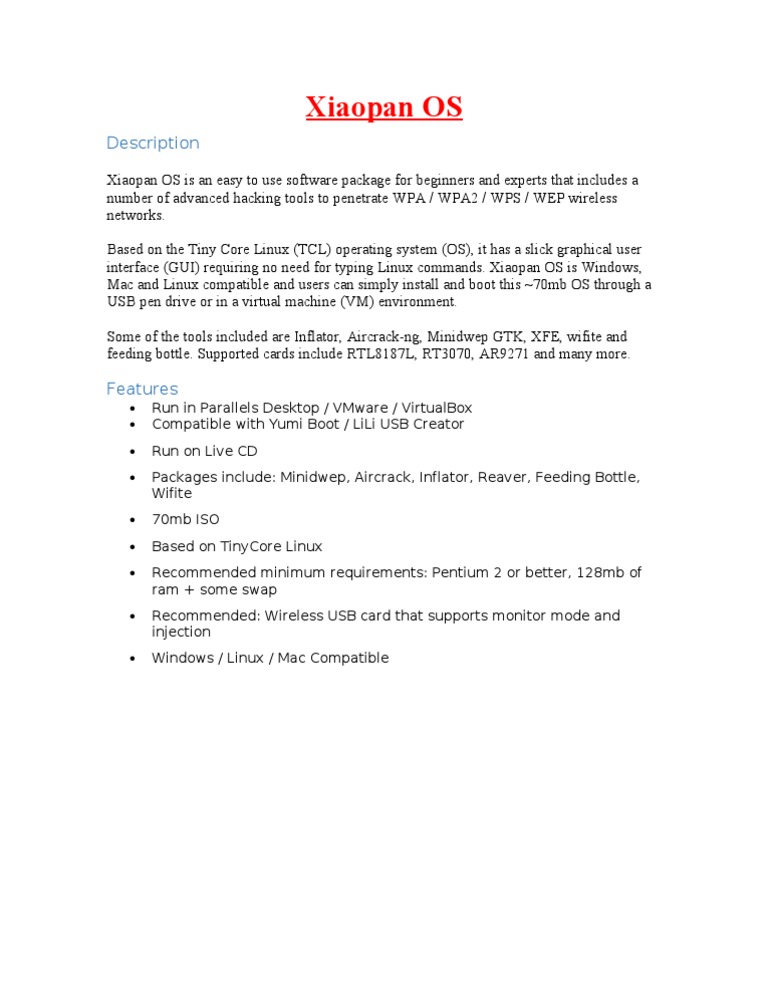 Xiaopan OS: Description | PDF | Linux | Operating System