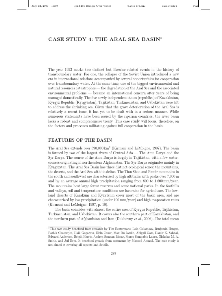Case-Study4 Aral Sea | PDF | Central Asia | Kyrgyzstan