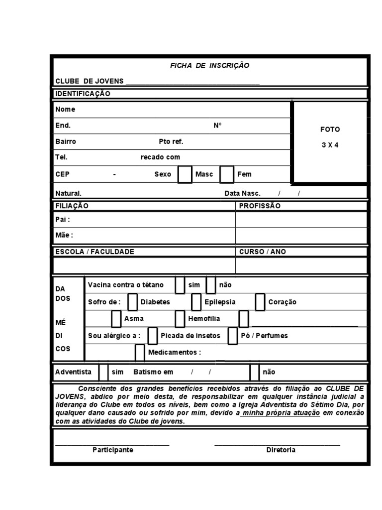 Ficha de Inscrição Individual para Clube de Jovens.doc