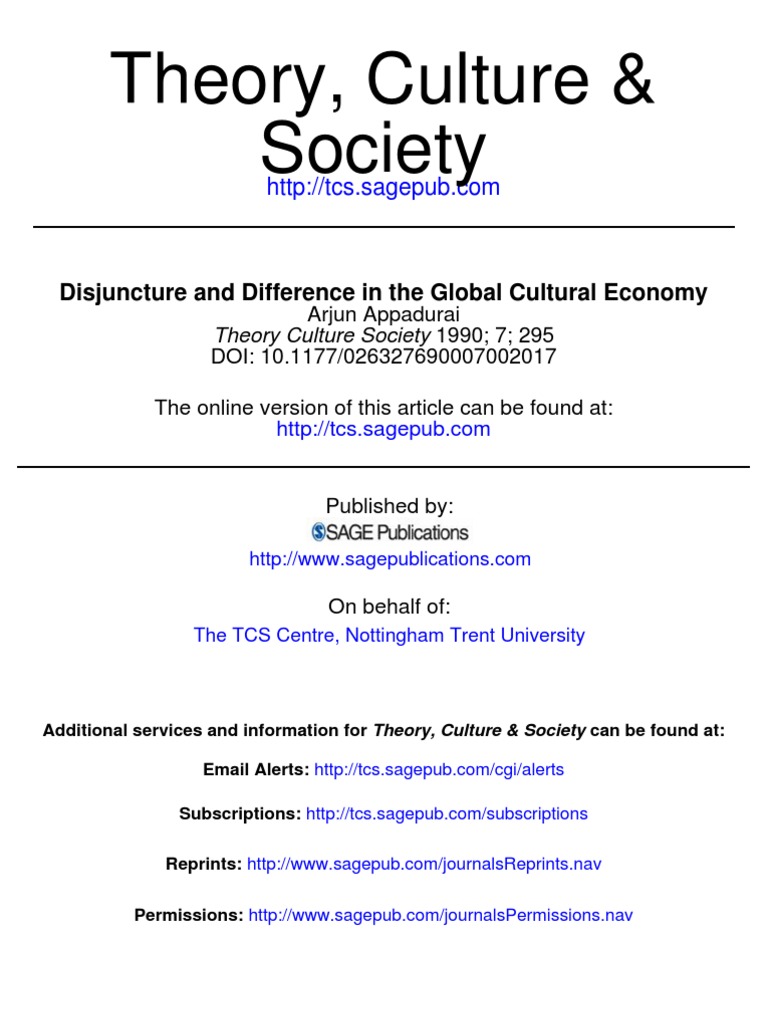 Appadurai, Arjun - Disjuncture and Difference in The Global Cultural ...