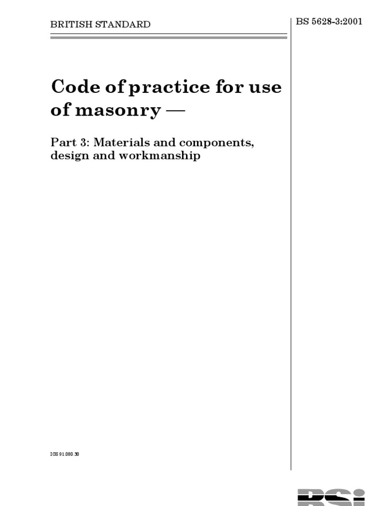 BS 5628 Part 3 Masonry | PDF | Masonry | Brick